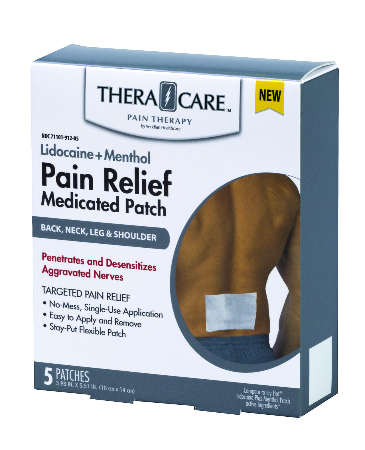 TheraCare™Pain Relief Patch 4% Lidocaine + 1% Menthol | Veridian Healthcare